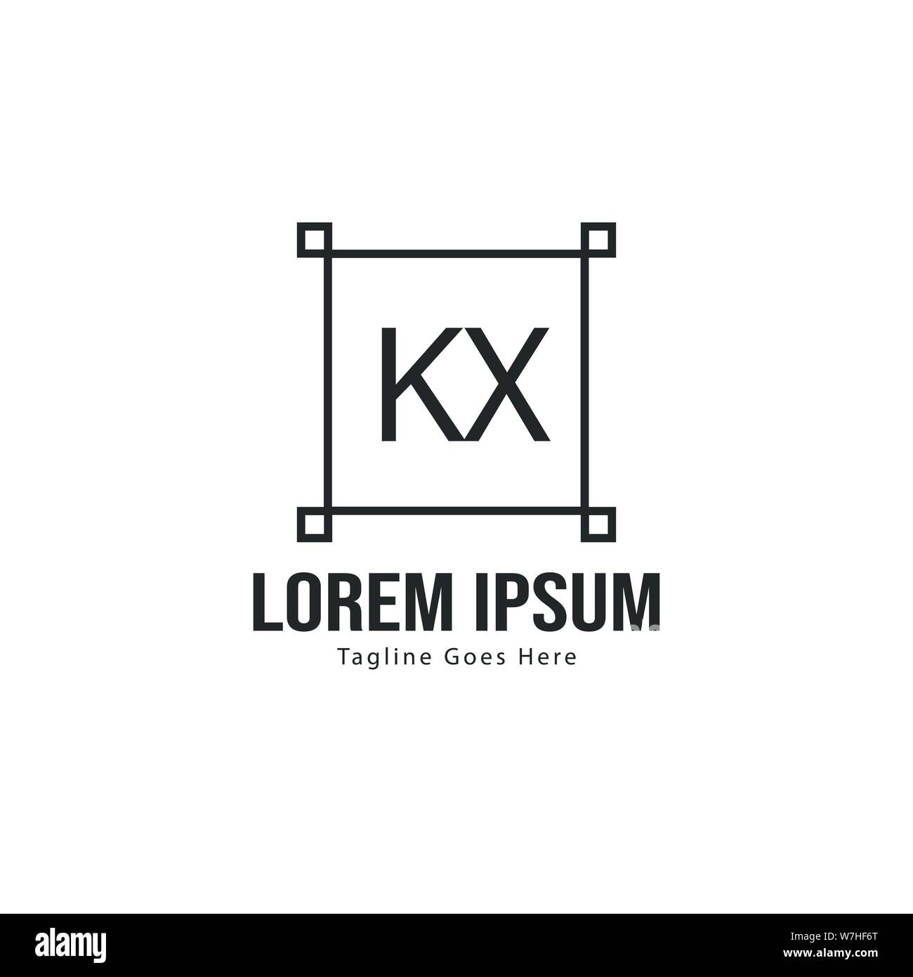 Initial KX logo template with modern frame. Minimalist KX letter logo ...
