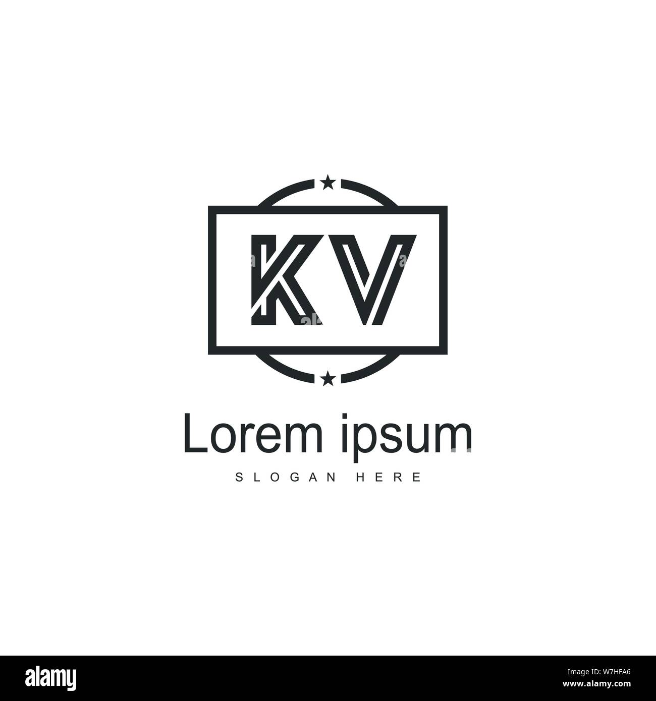 Initial KV logo template with modern frame. Minimalist KV letter logo ...