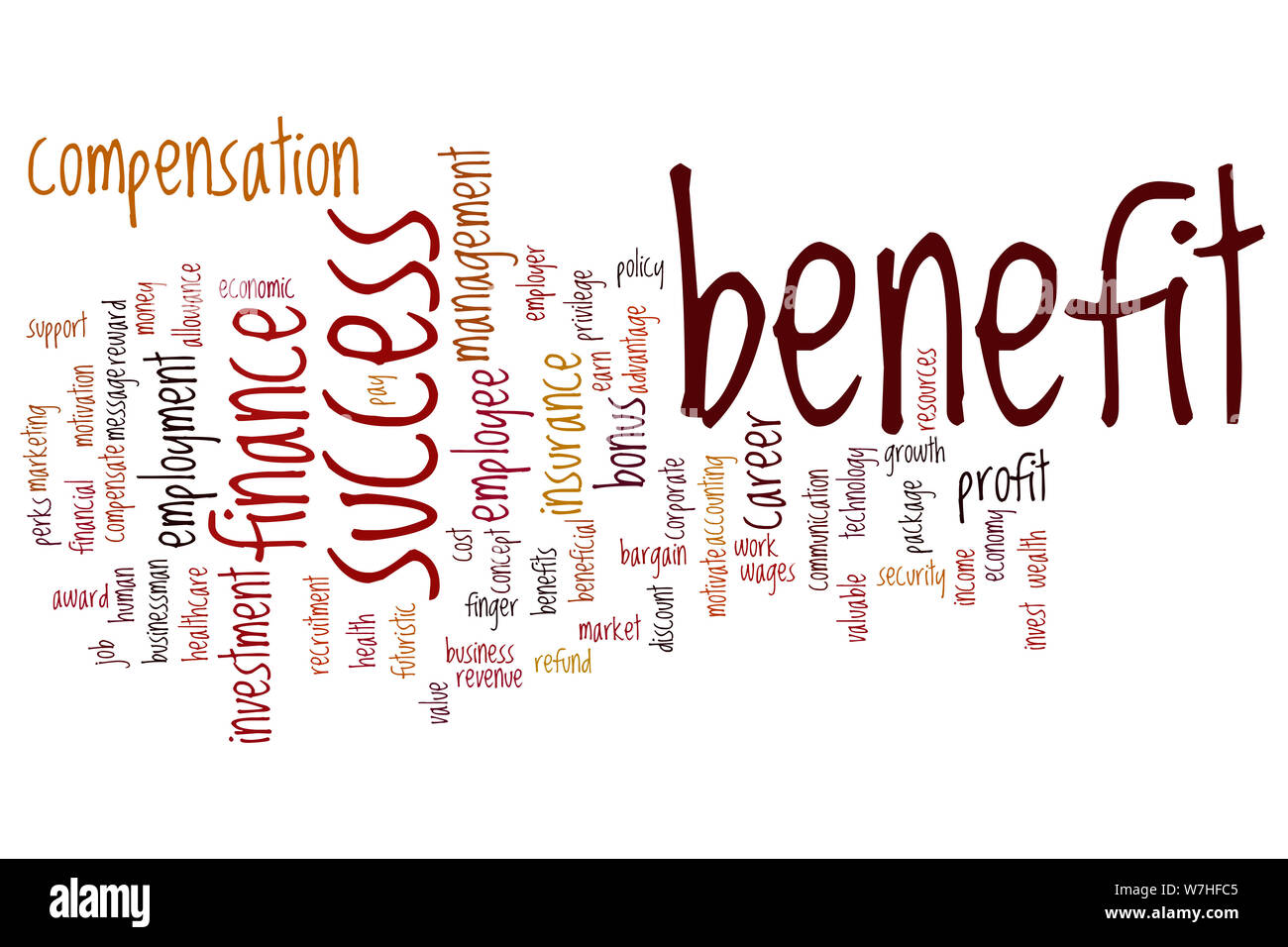 Benefit word cloud concept Stock Photo - Alamy