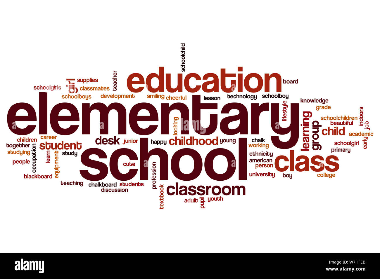 Elementary school word cloud concept Stock Photo - Alamy
