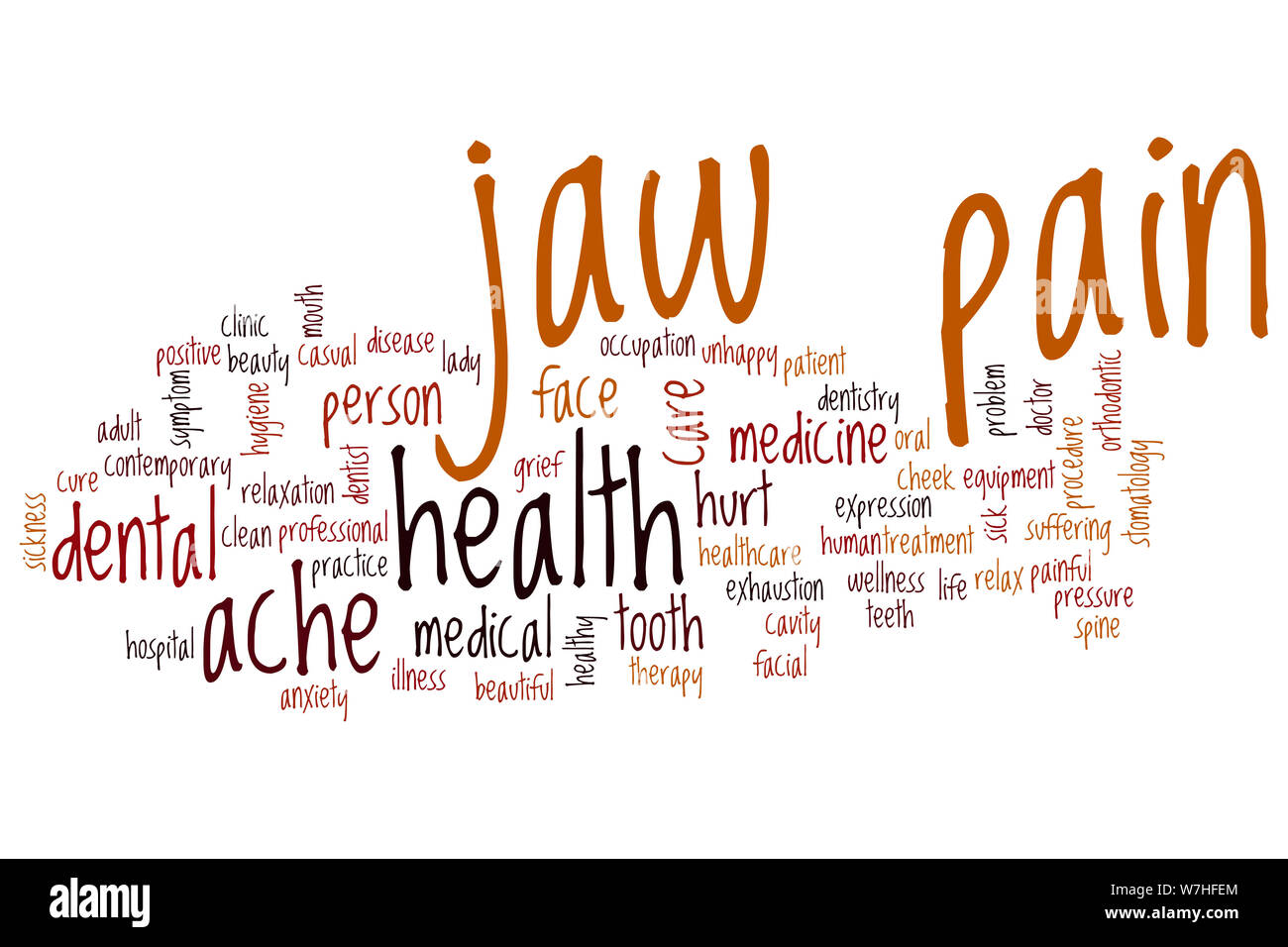 Jaw pain word cloud concept Stock Photo - Alamy