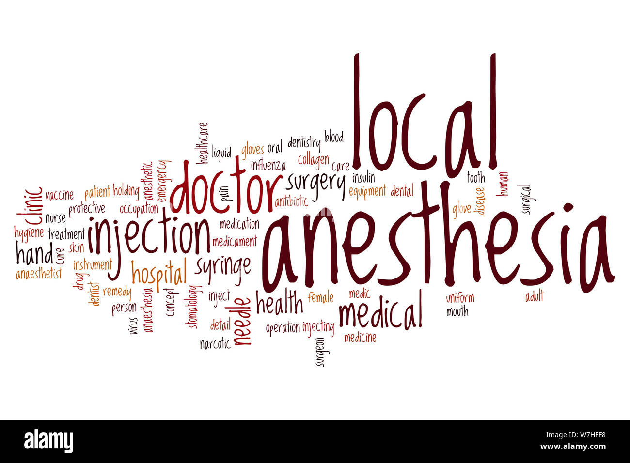 Local anesthesia word cloud concept Stock Photo - Alamy