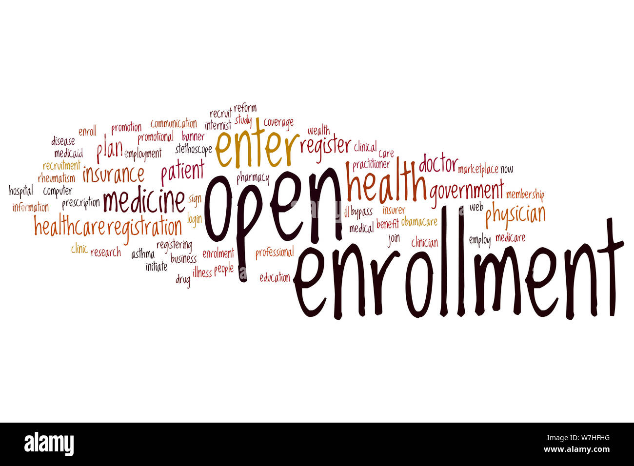 Open enrollment word cloud concept Stock Photo - Alamy