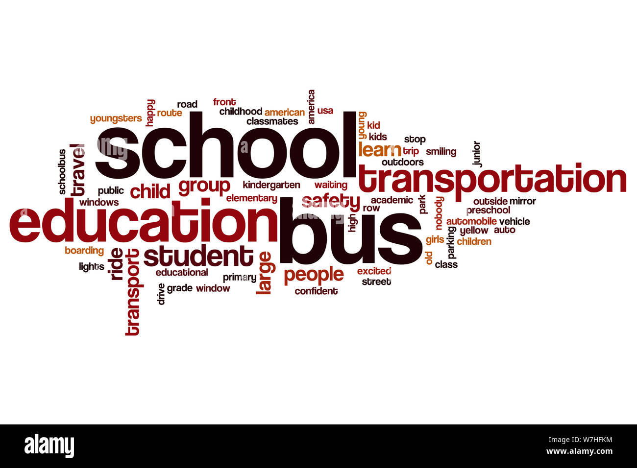 School bus word cloud concept Stock Photo - Alamy