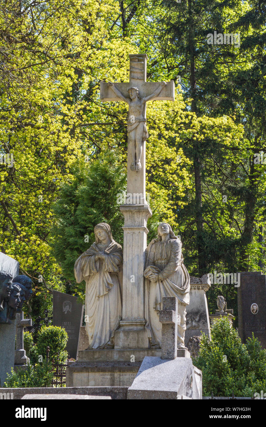 Lviv, Ukraine - April 26, 2019: Statues and tombstones at the Lychakiv ...
