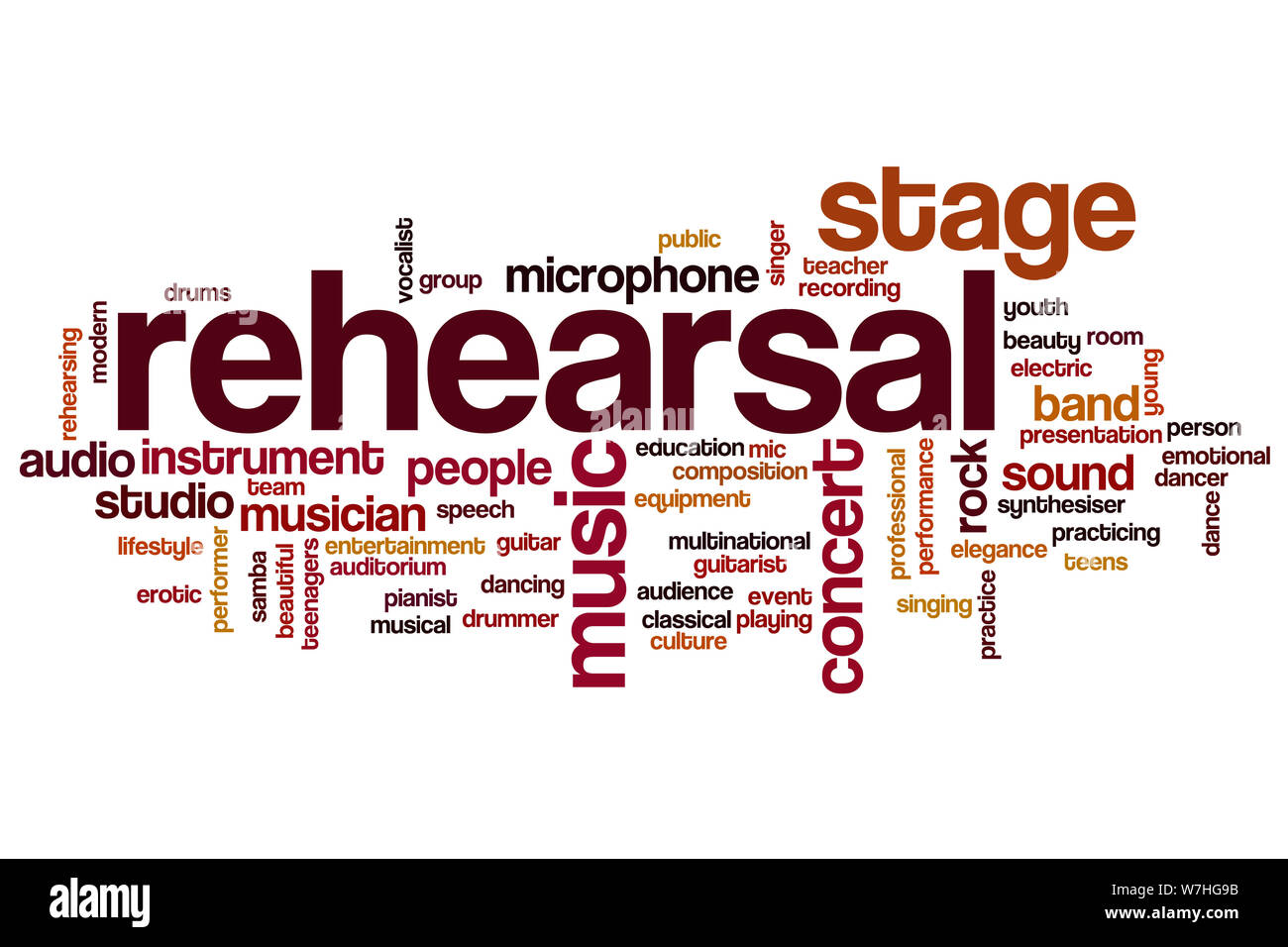 Rehearsal word cloud concept Stock Photo - Alamy