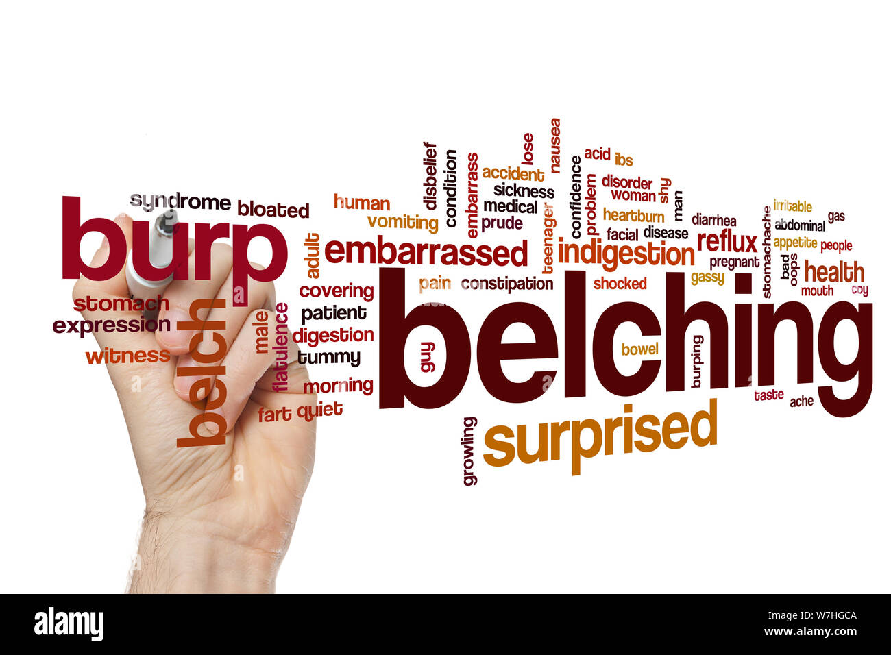 Belching word cloud Stock Photo - Alamy