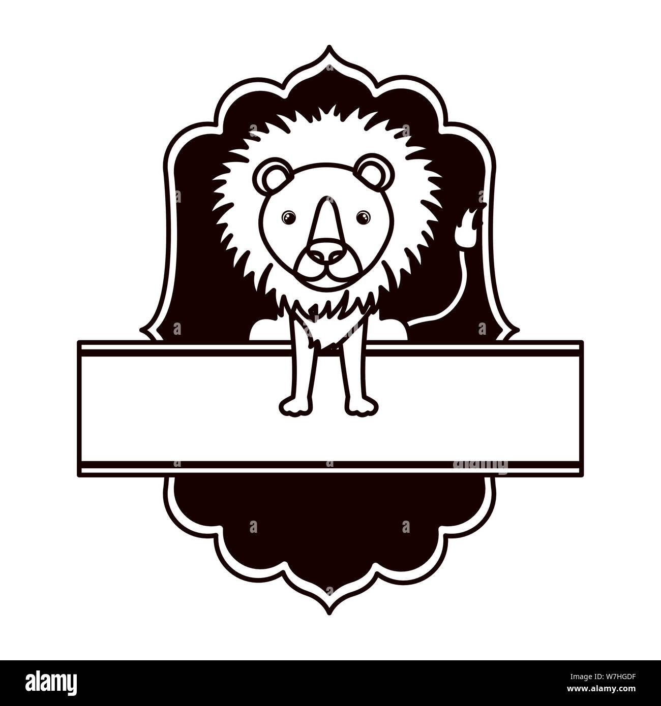 cute and adorable lion with frame Stock Vector Image & Art - Alamy
