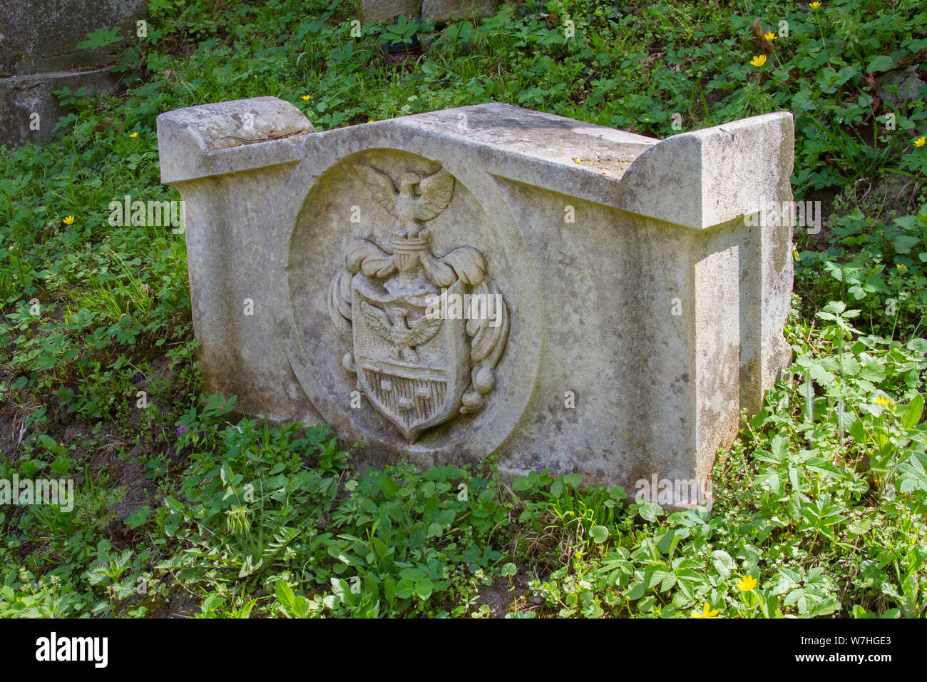 Lviv, Ukraine - April 26, 2019: Statues and tombstones at the Lychakiv ...