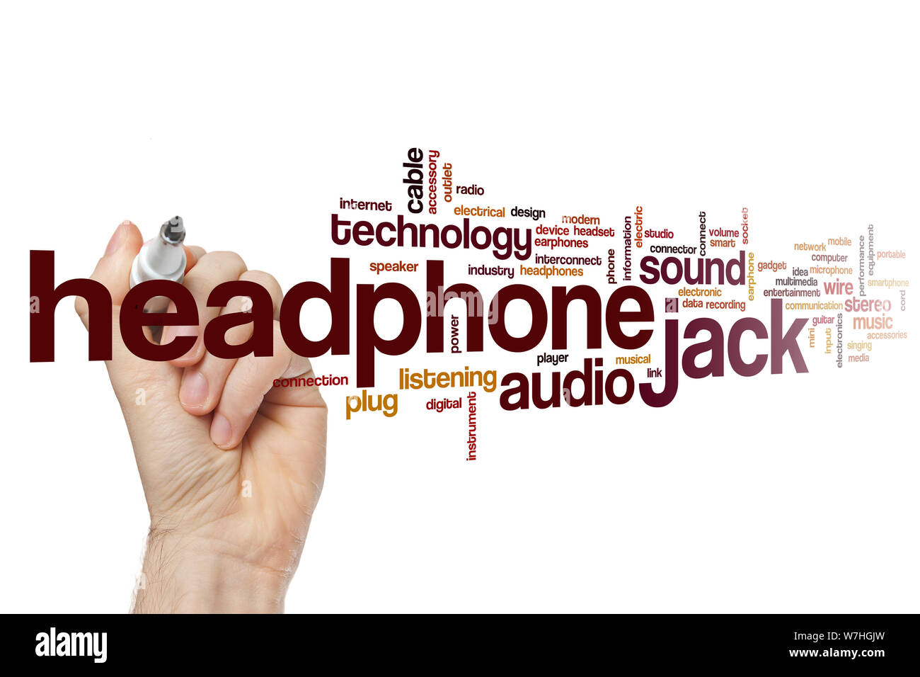 Headphone jack word cloud concept Stock Photo - Alamy