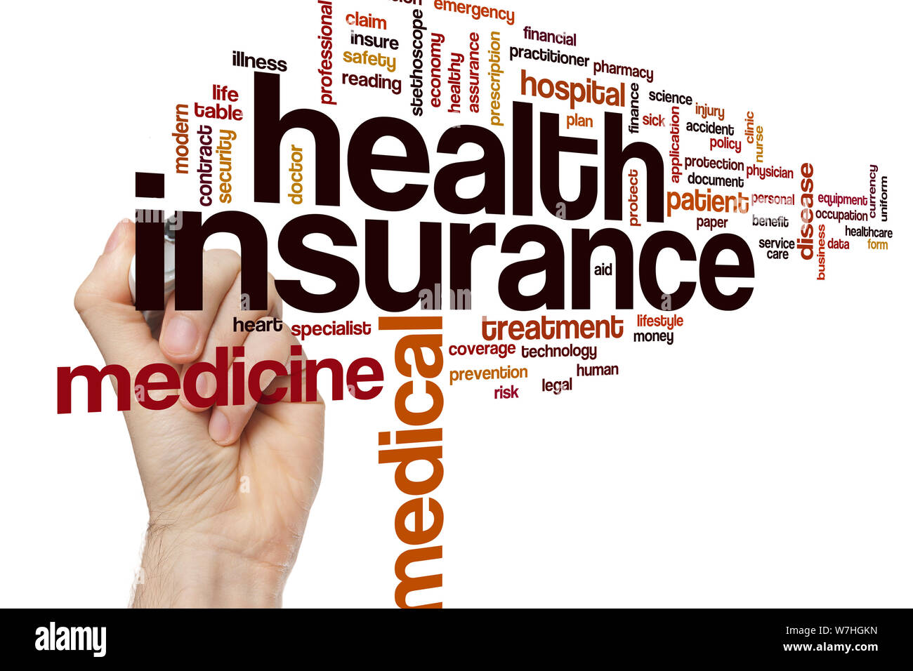 Health insurance word cloud Stock Photo - Alamy