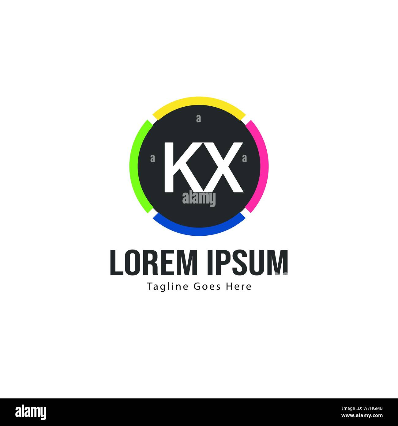 Initial KX logo template with modern frame. Minimalist KX letter logo ...