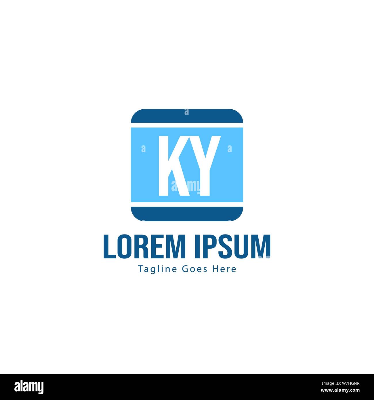 Initial KY logo template with modern frame. Minimalist KY letter logo ...
