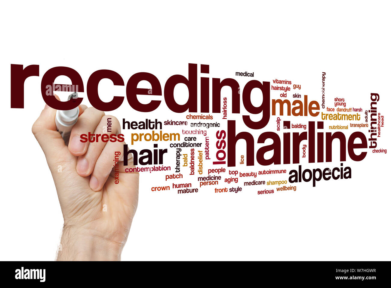 Receding hairline word cloud concept Stock Photo - Alamy