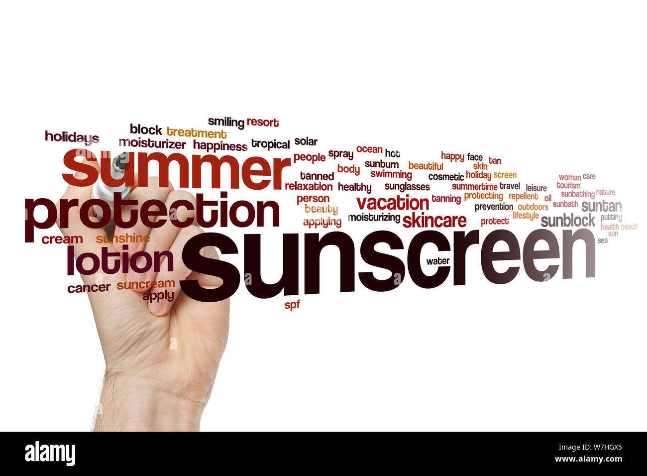 Sunscreen word cloud concept Stock Photo - Alamy