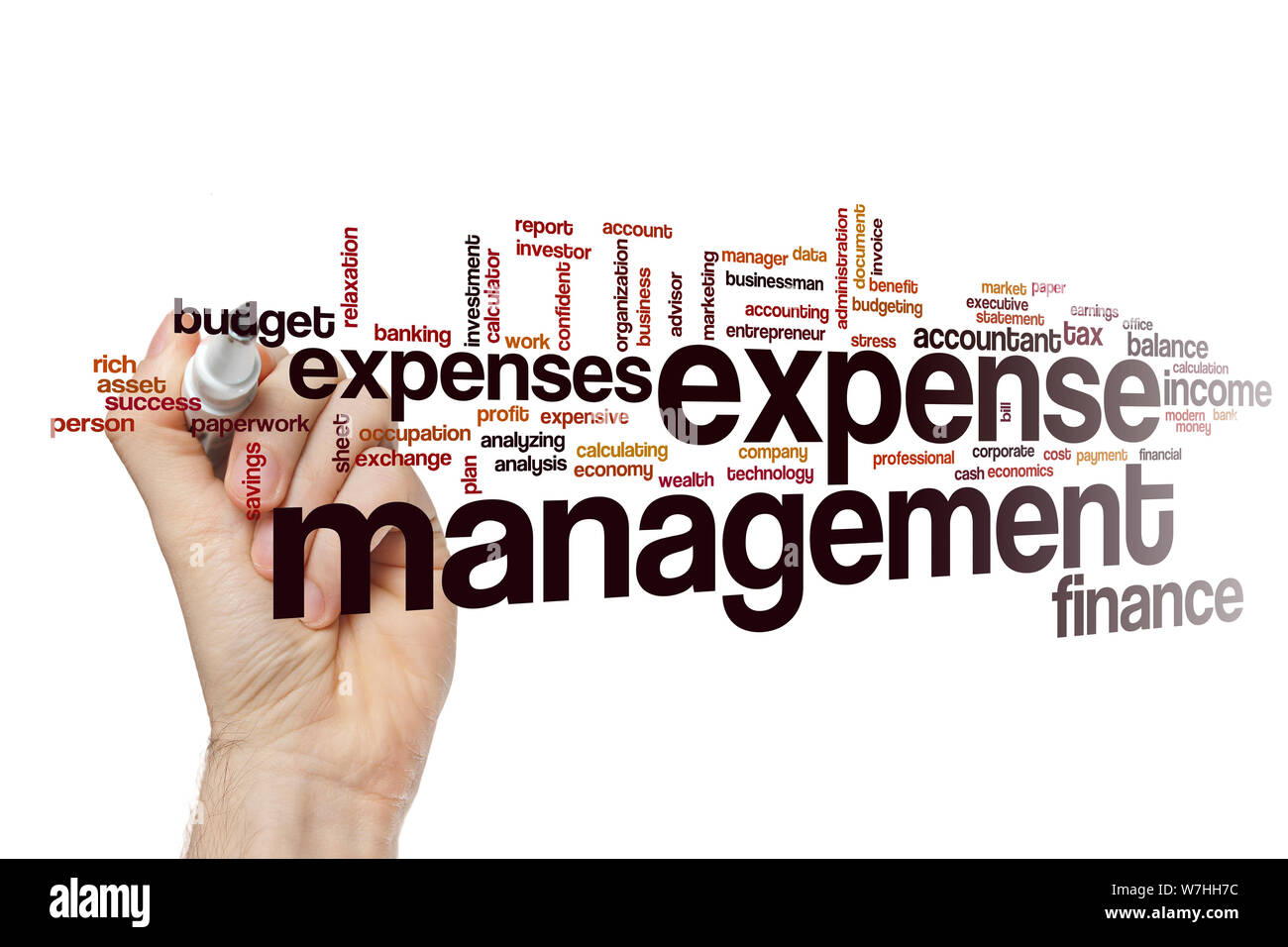 Expense management word cloud Stock Photo - Alamy