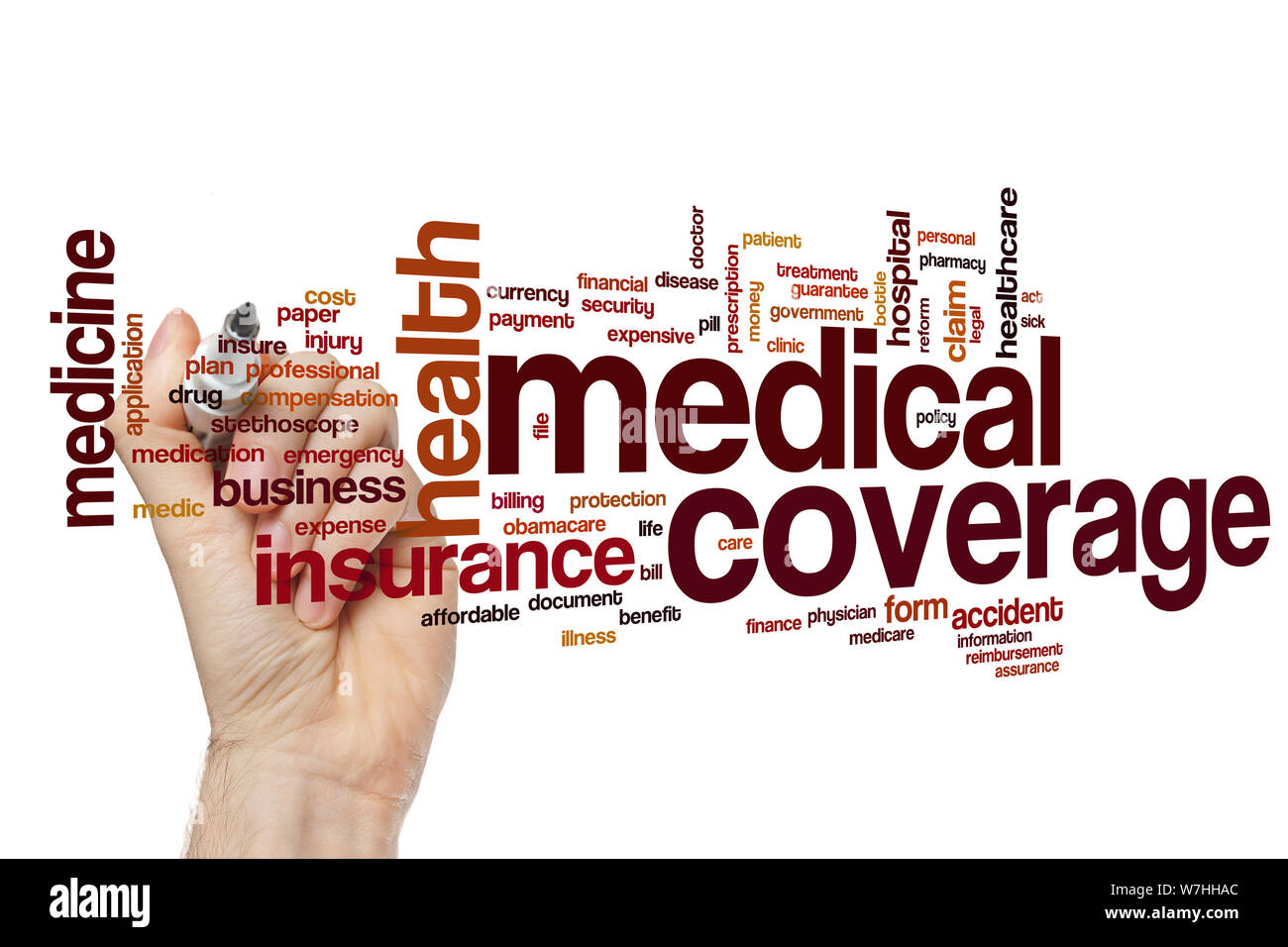 Medical coverage word cloud concept Stock Photo - Alamy
