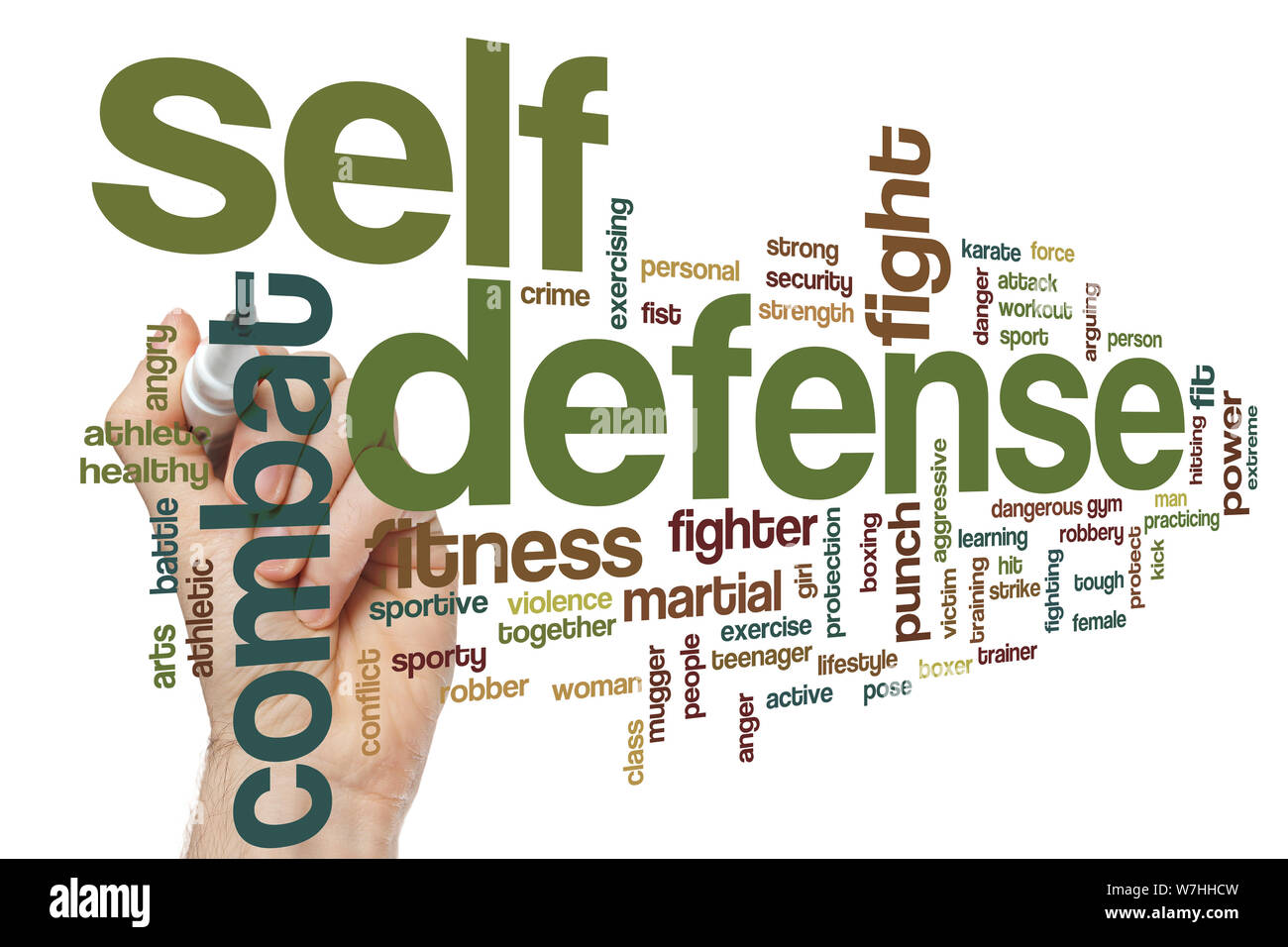 Self defense word cloud concept Stock Photo - Alamy