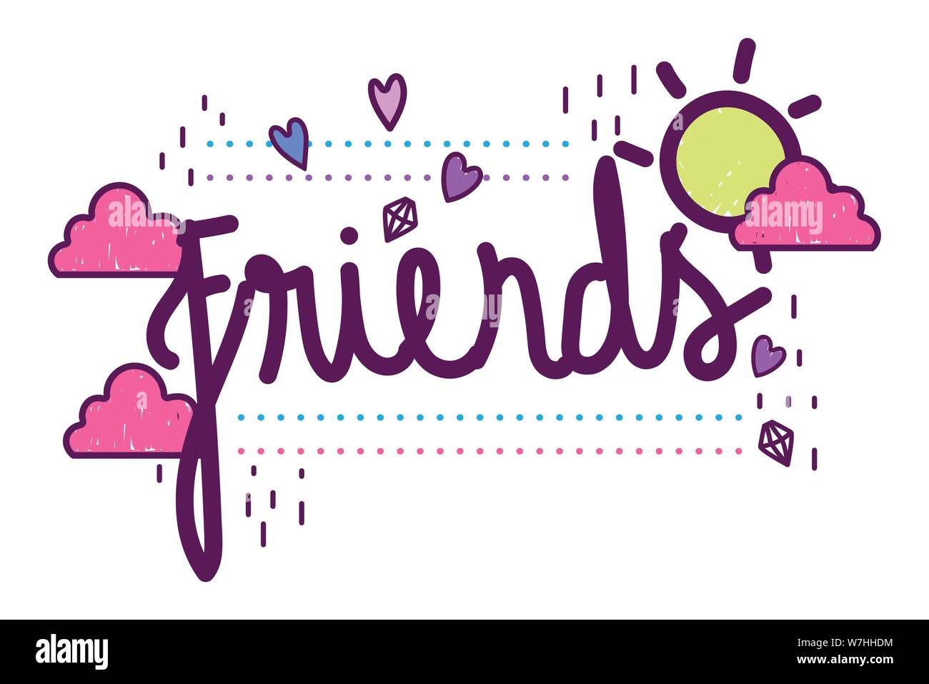 Friends word design, Typography message note feeling think and ...
