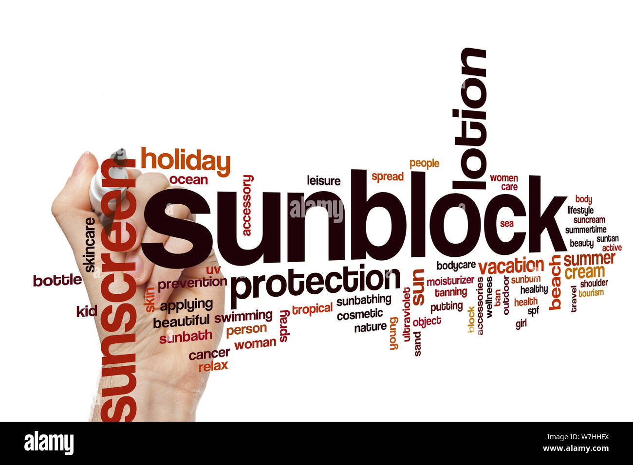 Applying suncream woman Cut Out Stock Images & Pictures - Alamy