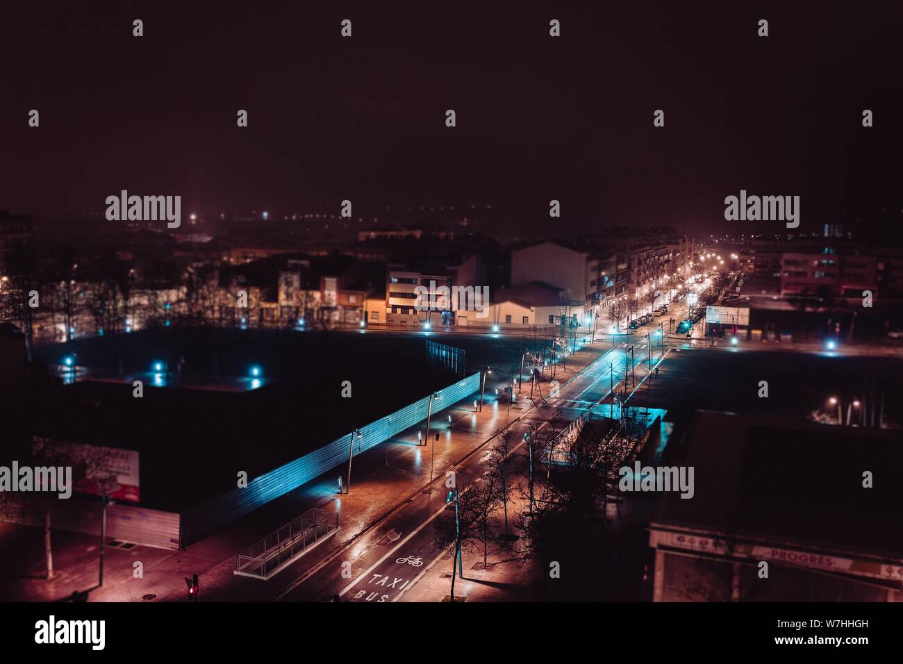 Beautiful distant shot of buildings and street in the city during ...