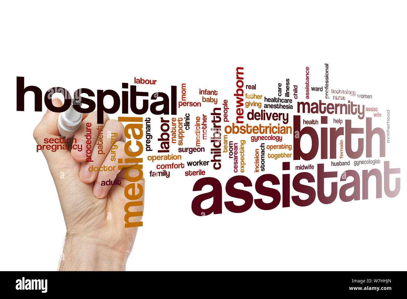Birth assistant word cloud concept Stock Photo - Alamy