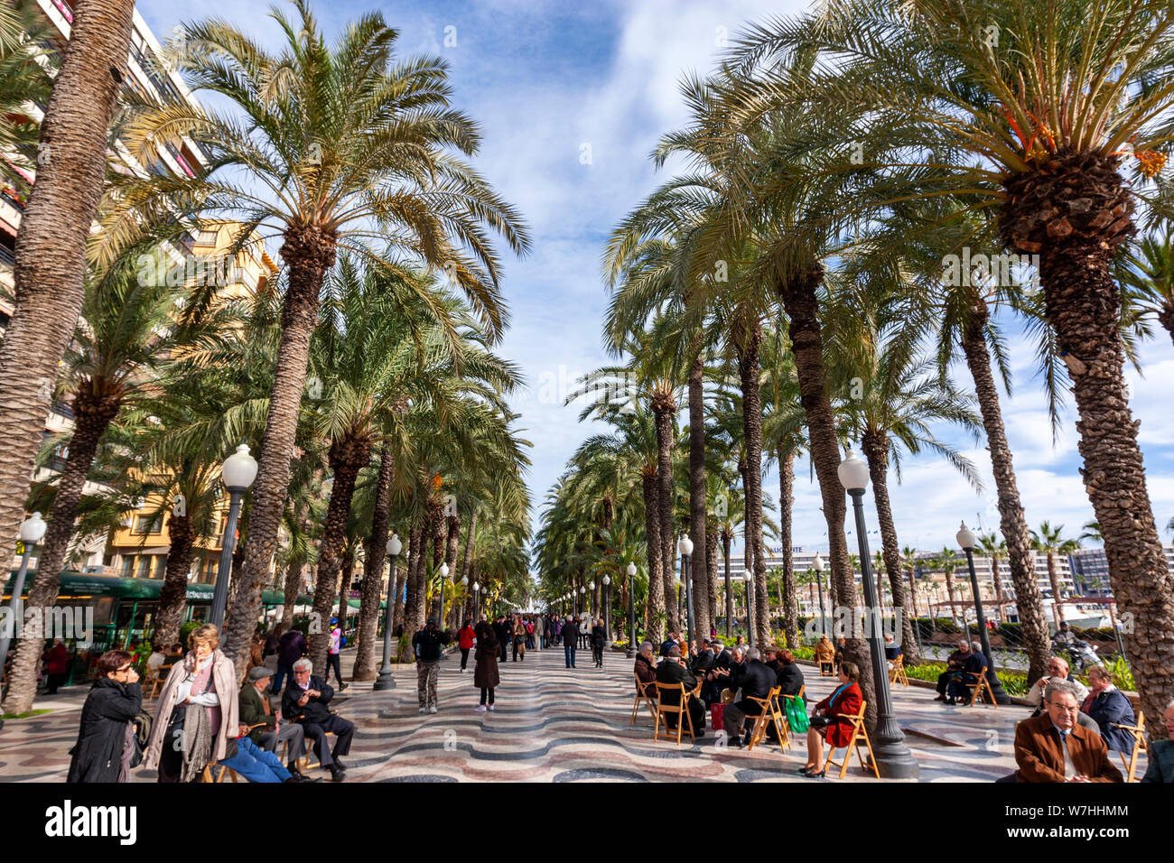 The promenade Explanada de España, lined by palm trees, is paved with 6 ...