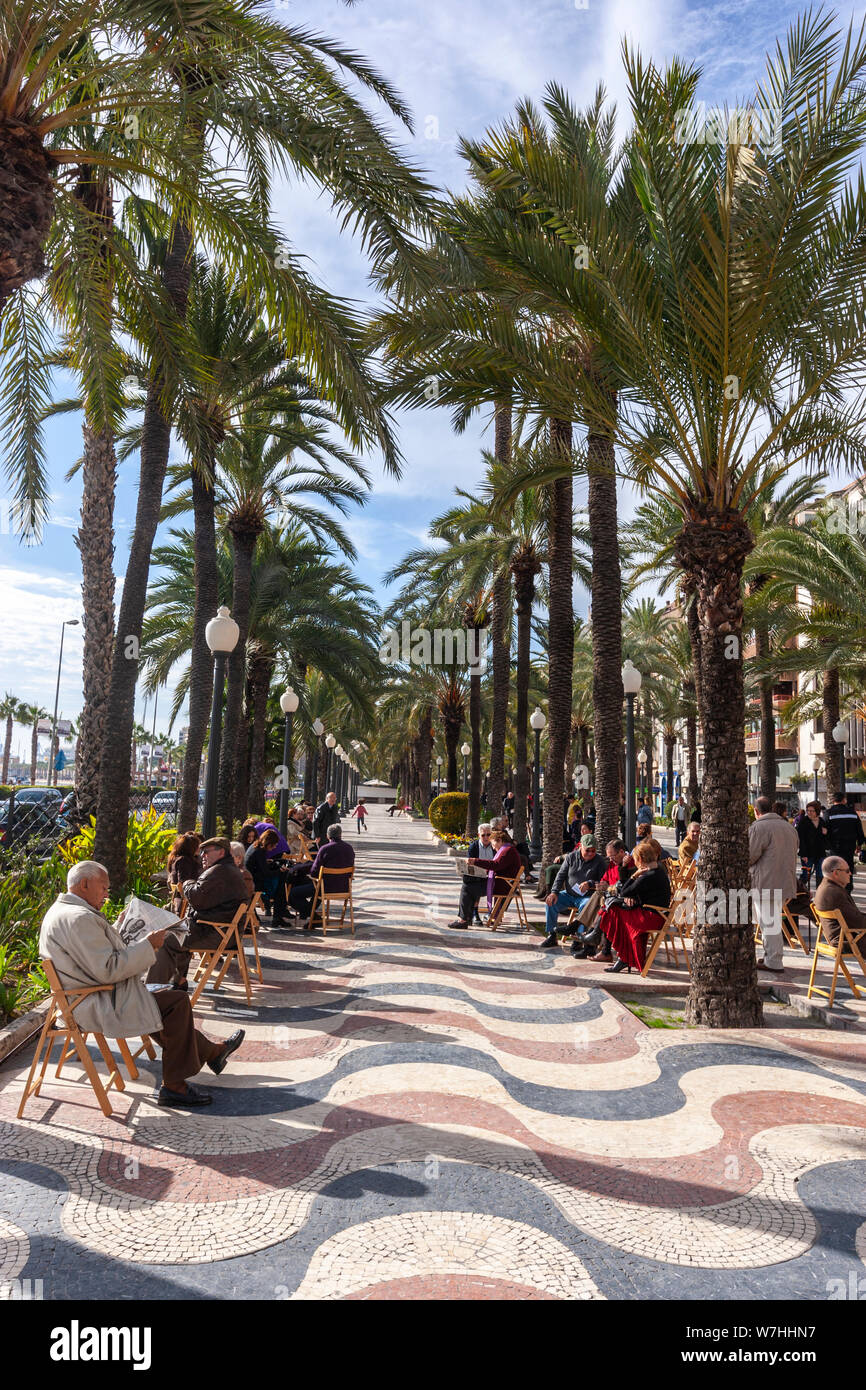 The promenade Explanada de España, lined by palm trees, is paved with 6 ...
