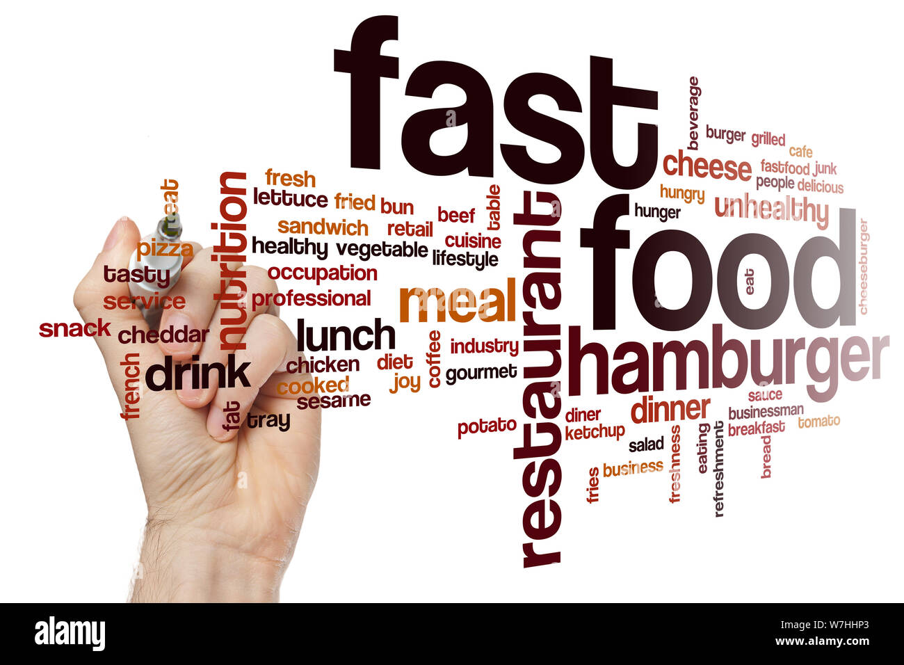 Fast food word cloud concept Stock Photo - Alamy
