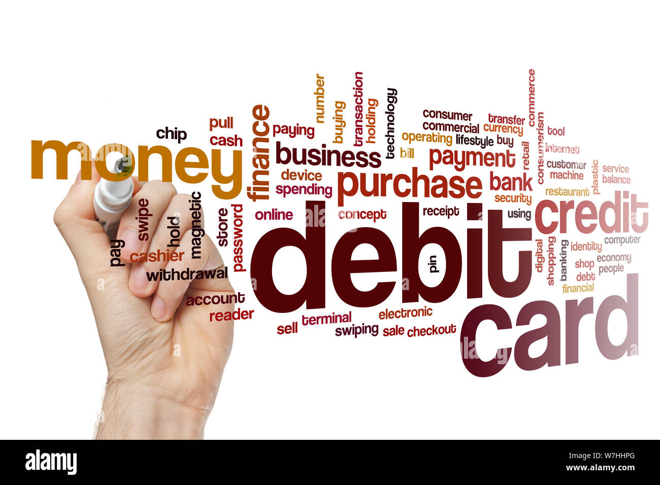 Debit card word cloud Stock Photo - Alamy