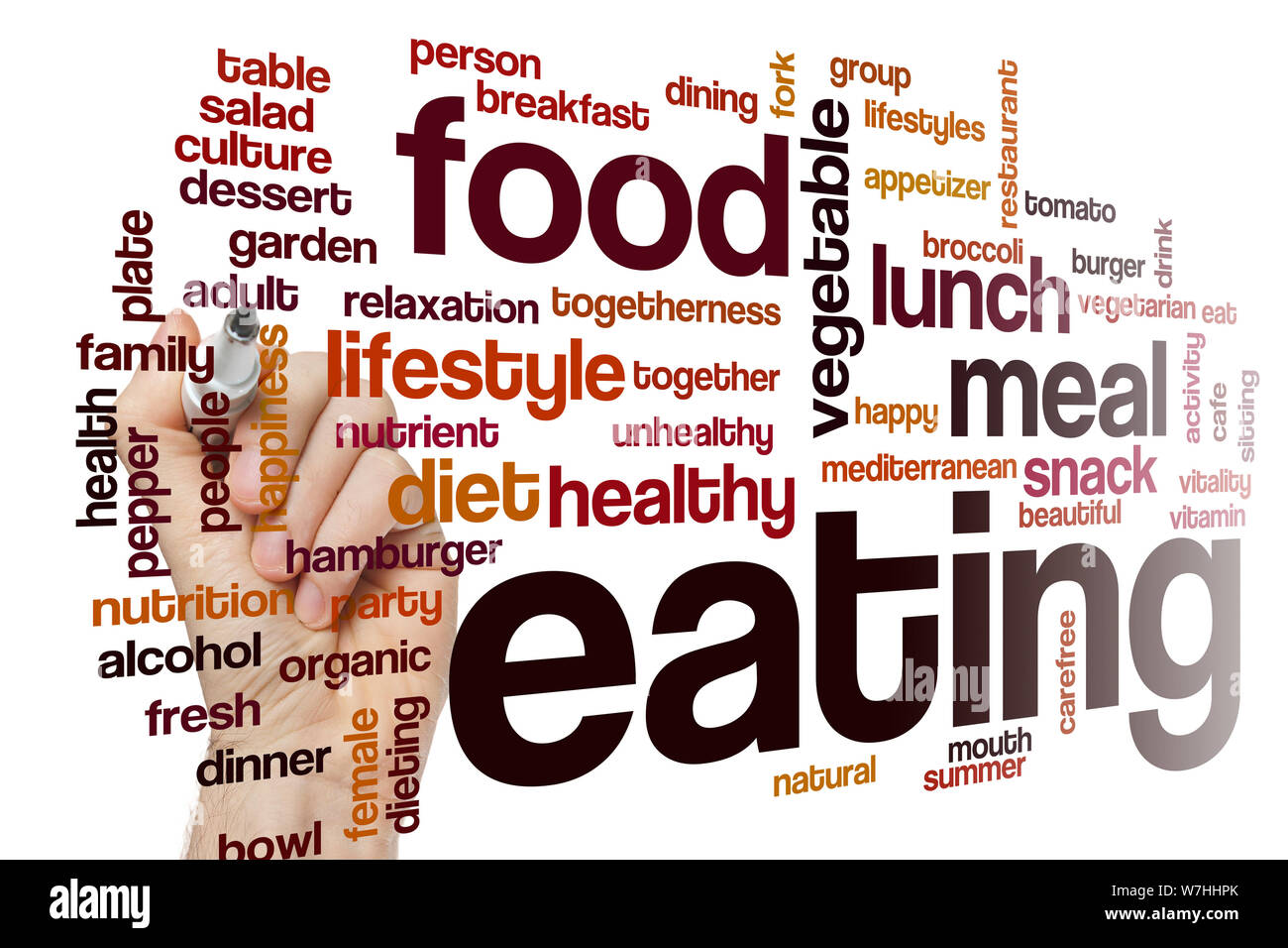 Eating word cloud concept Stock Photo - Alamy