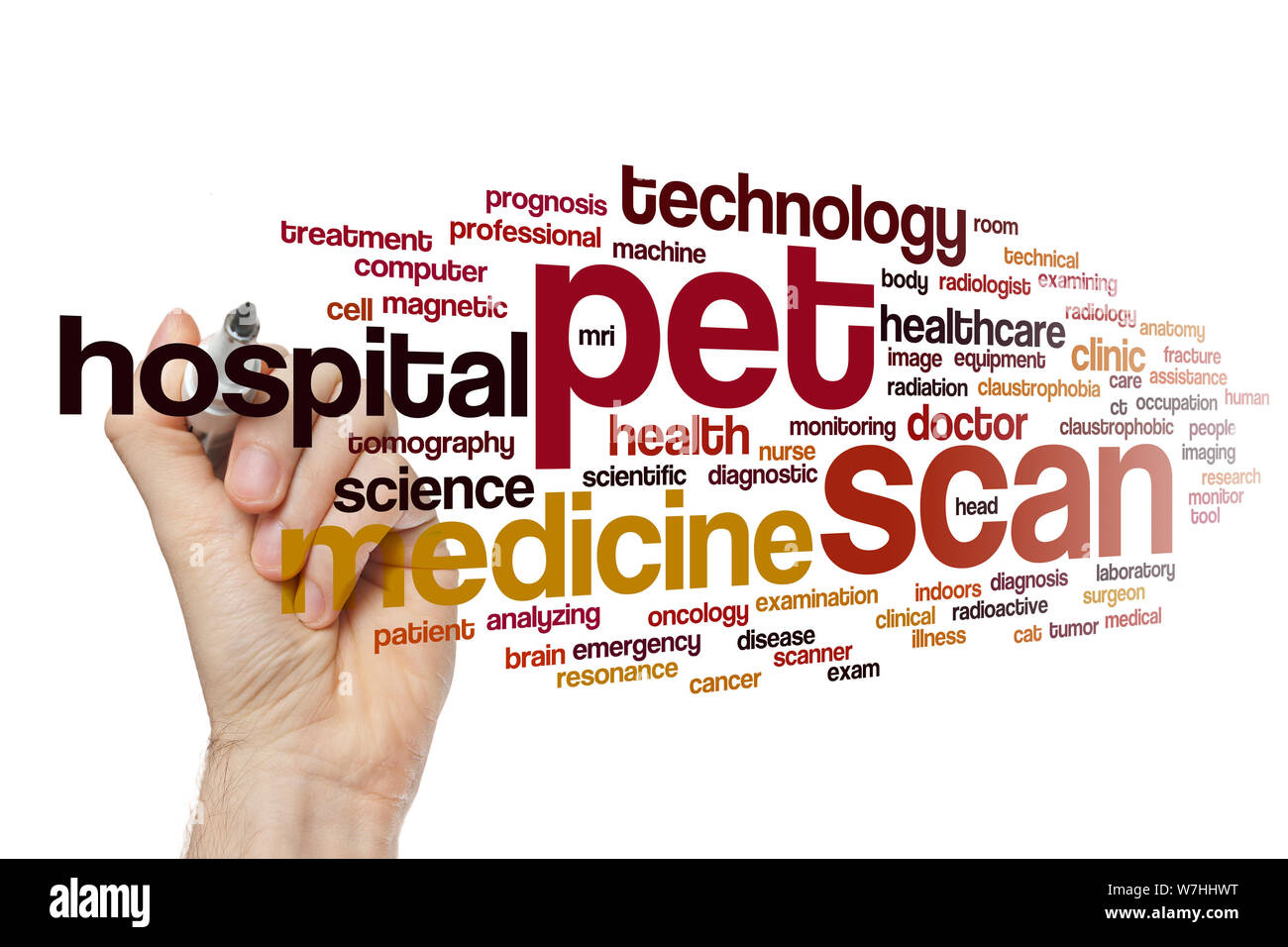 PET scan word cloud concept Stock Photo - Alamy