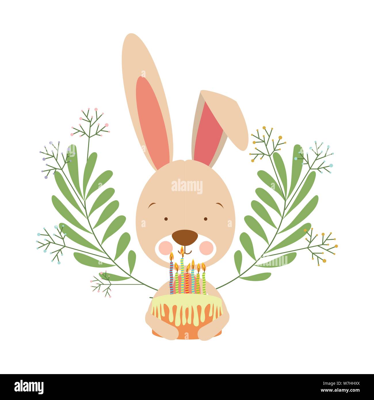 cute bunny with cake in the hand Stock Vector Image & Art - Alamy