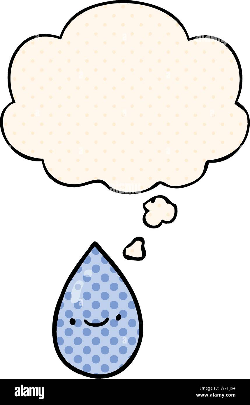 cartoon raindrop with thought bubble in comic book style Stock Vector ...