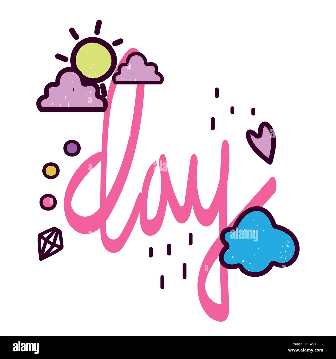 Day word design, Typography message note feeling think and inspiration ...