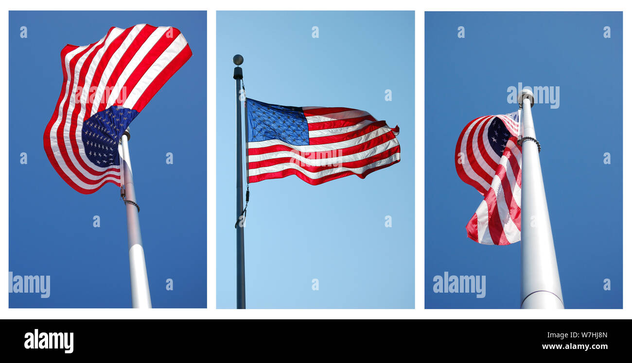 three views of American flags Stock Photo - Alamy