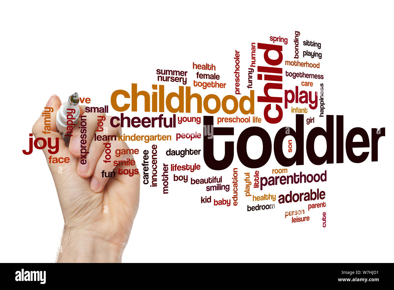 Toddler word cloud concept Stock Photo - Alamy
