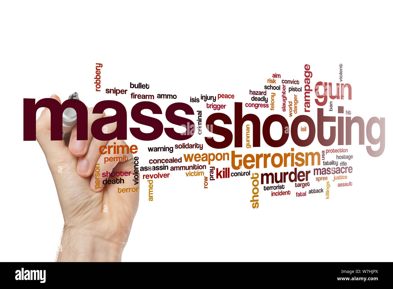 Mass shooting word cloud Stock Photo - Alamy