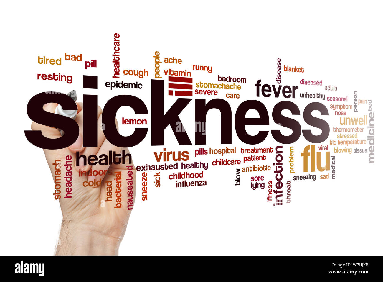 Sickness word cloud Stock Photo - Alamy