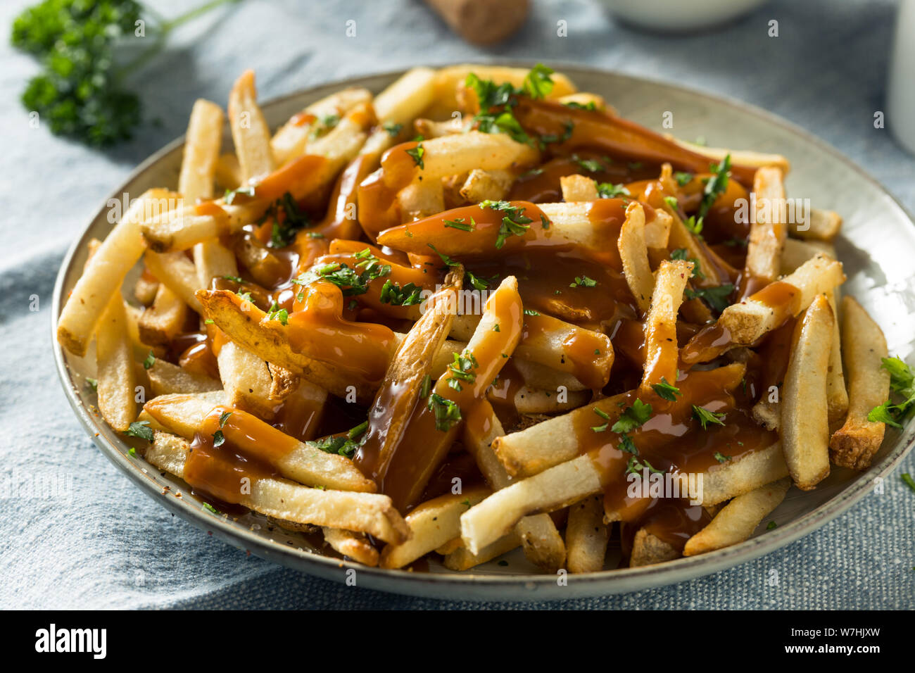 Homemade American Gravy Fries with Salt and Pepper Stock Photo - Alamy