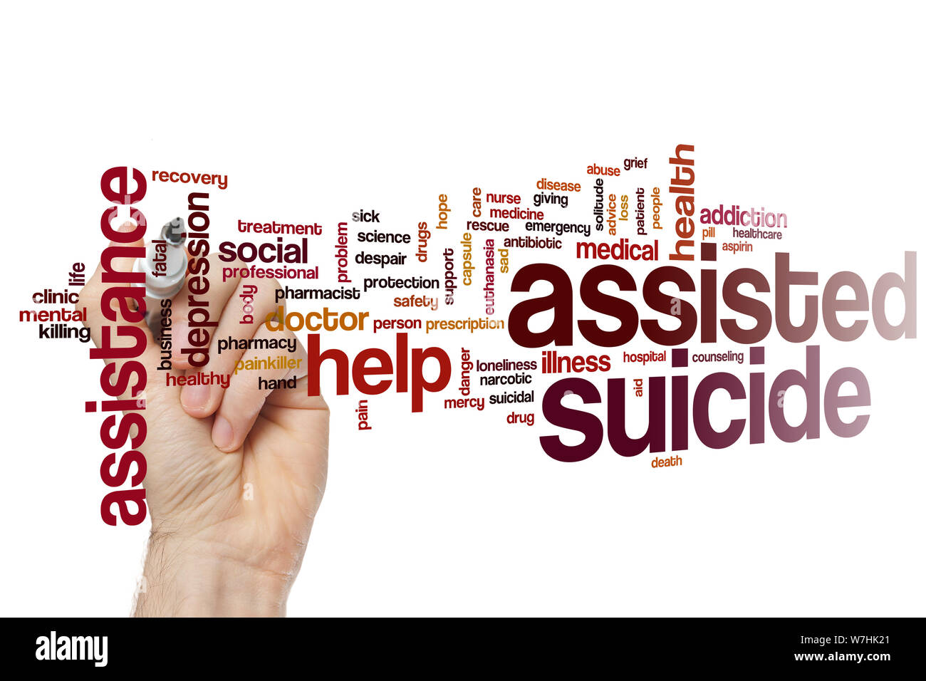 Assisted suicide word cloud concept Stock Photo - Alamy