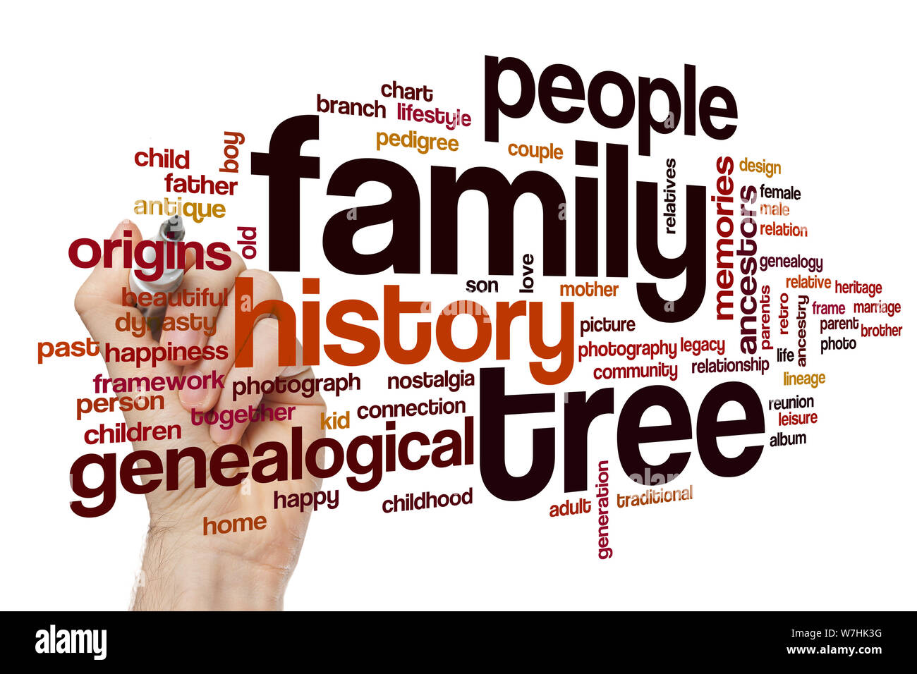Family tree word cloud concept Stock Photo - Alamy