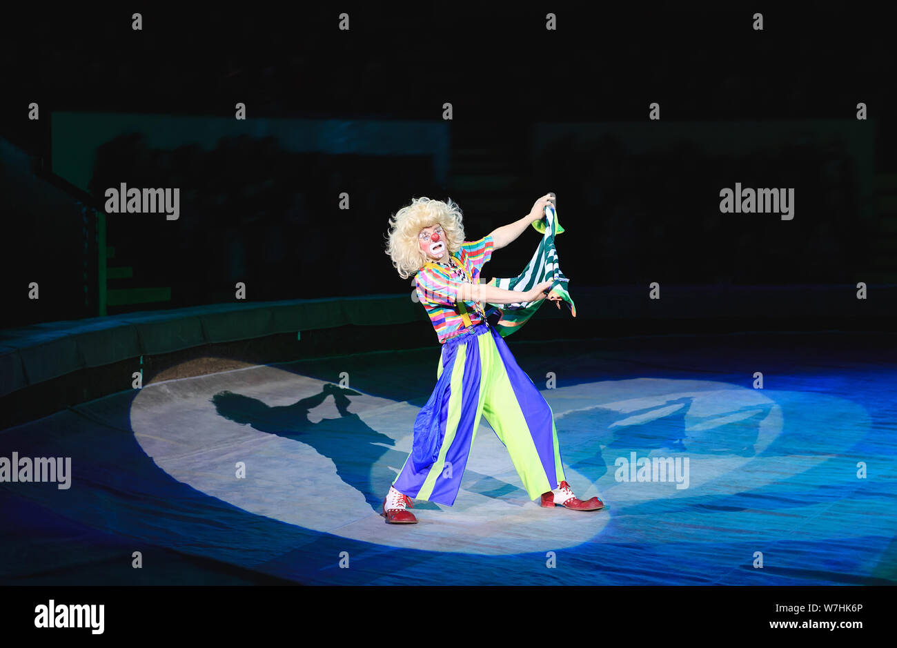 funny representation of a clown in a circus arena Stock Photo - Alamy