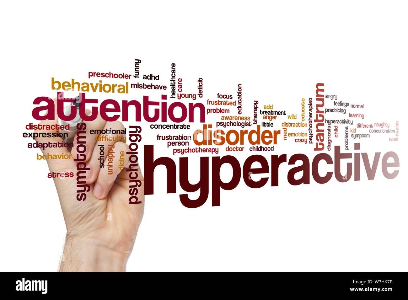 Hyperactive word cloud Stock Photo - Alamy