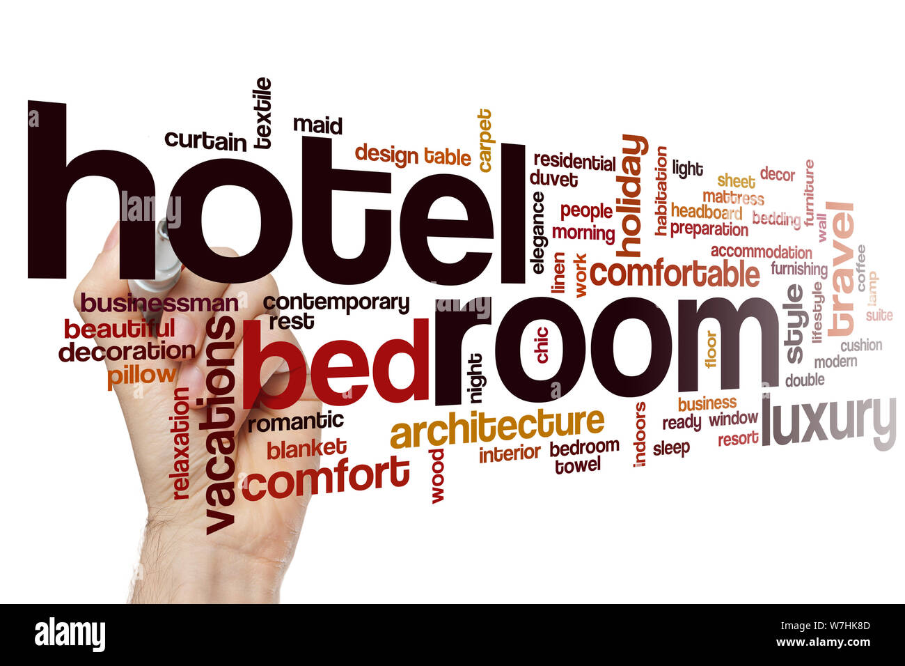 Hotel room word cloud concept Stock Photo - Alamy