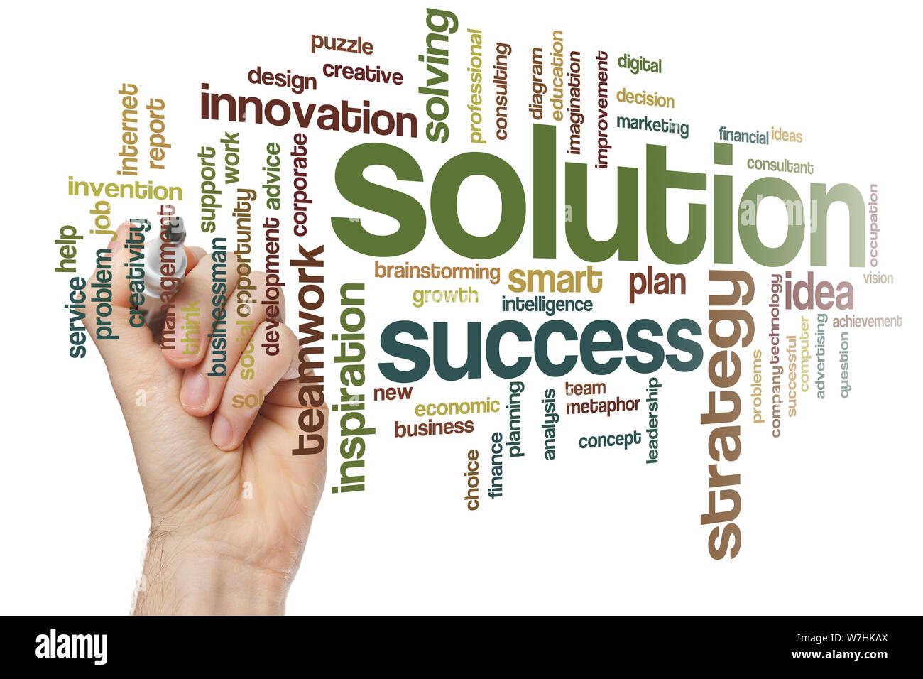 Solution word cloud concept Stock Photo - Alamy