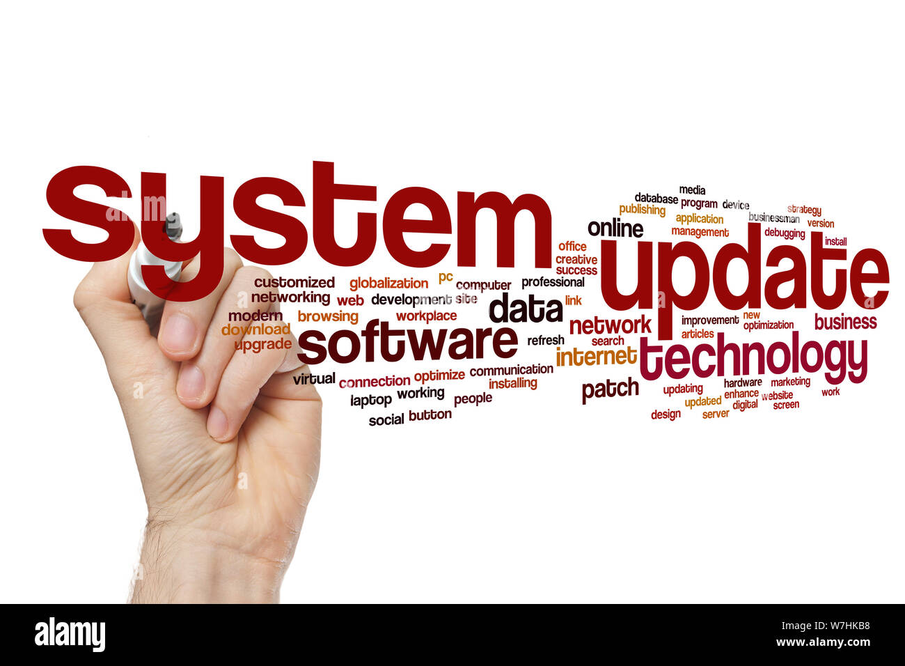 System update word cloud concept Stock Photo - Alamy