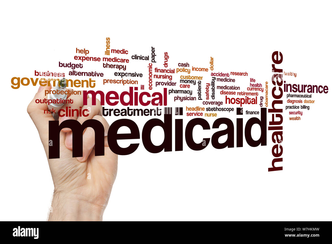 Medicaid word cloud concept Stock Photo - Alamy