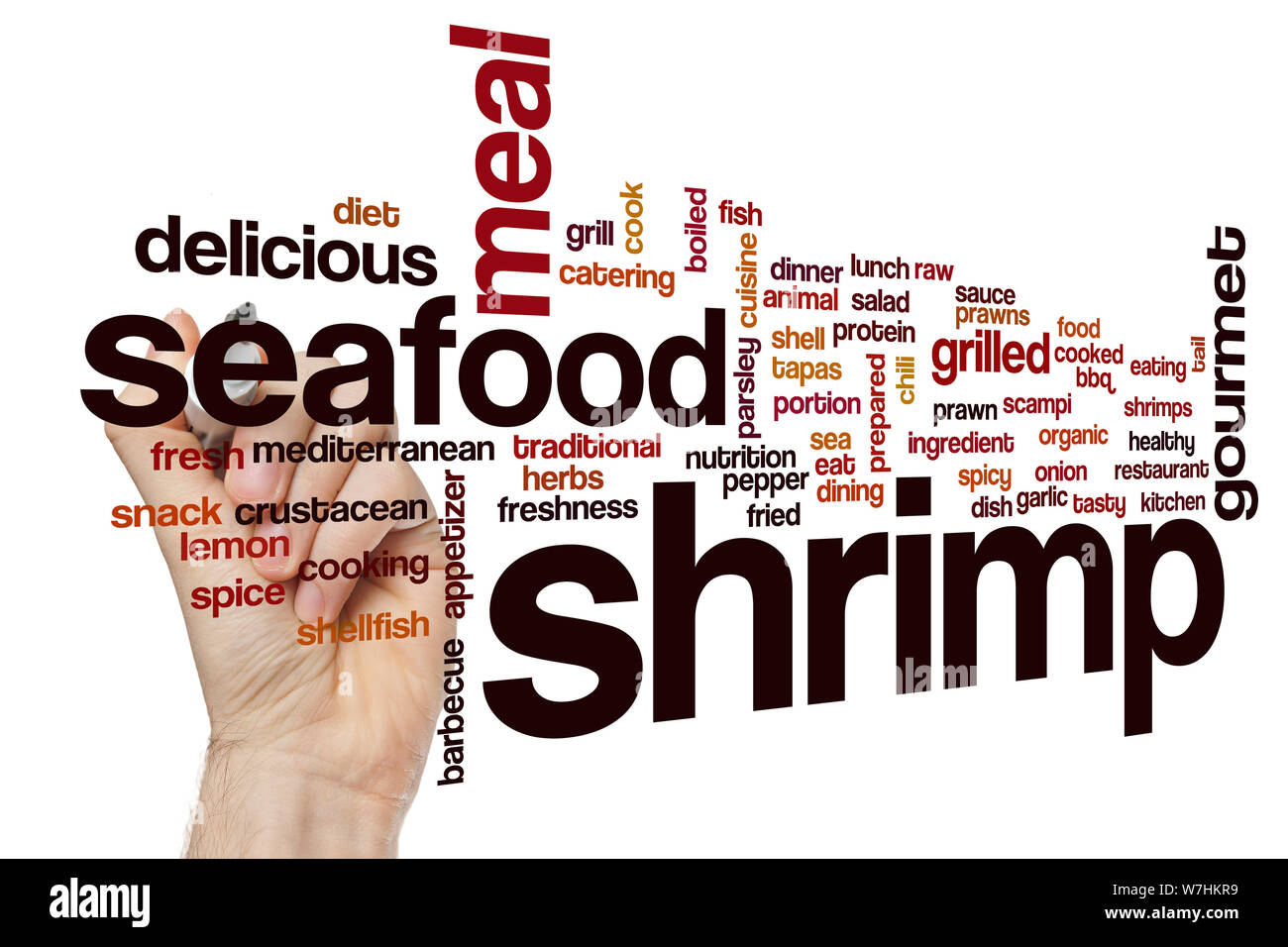 Shrimp word cloud Stock Photo - Alamy