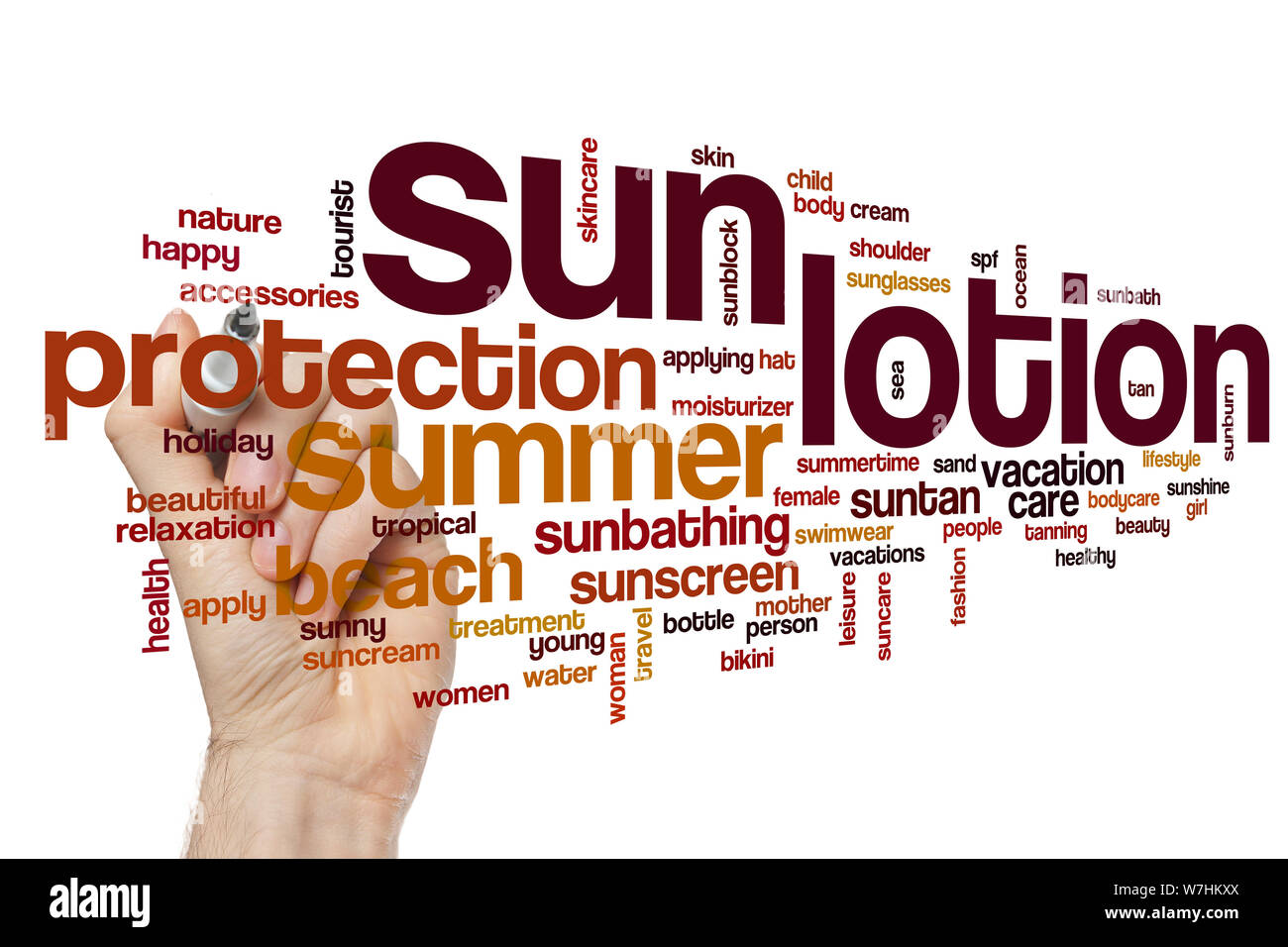 Applying suncream woman Cut Out Stock Images & Pictures - Alamy